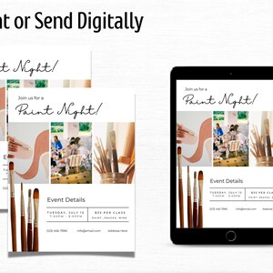 Editable Paint Night Template Flyer, RSVP Invitation, DIY Paint and Sip ...
