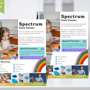 Autism Awareness Flyer Templates Design, Autism Therapy Editable ...