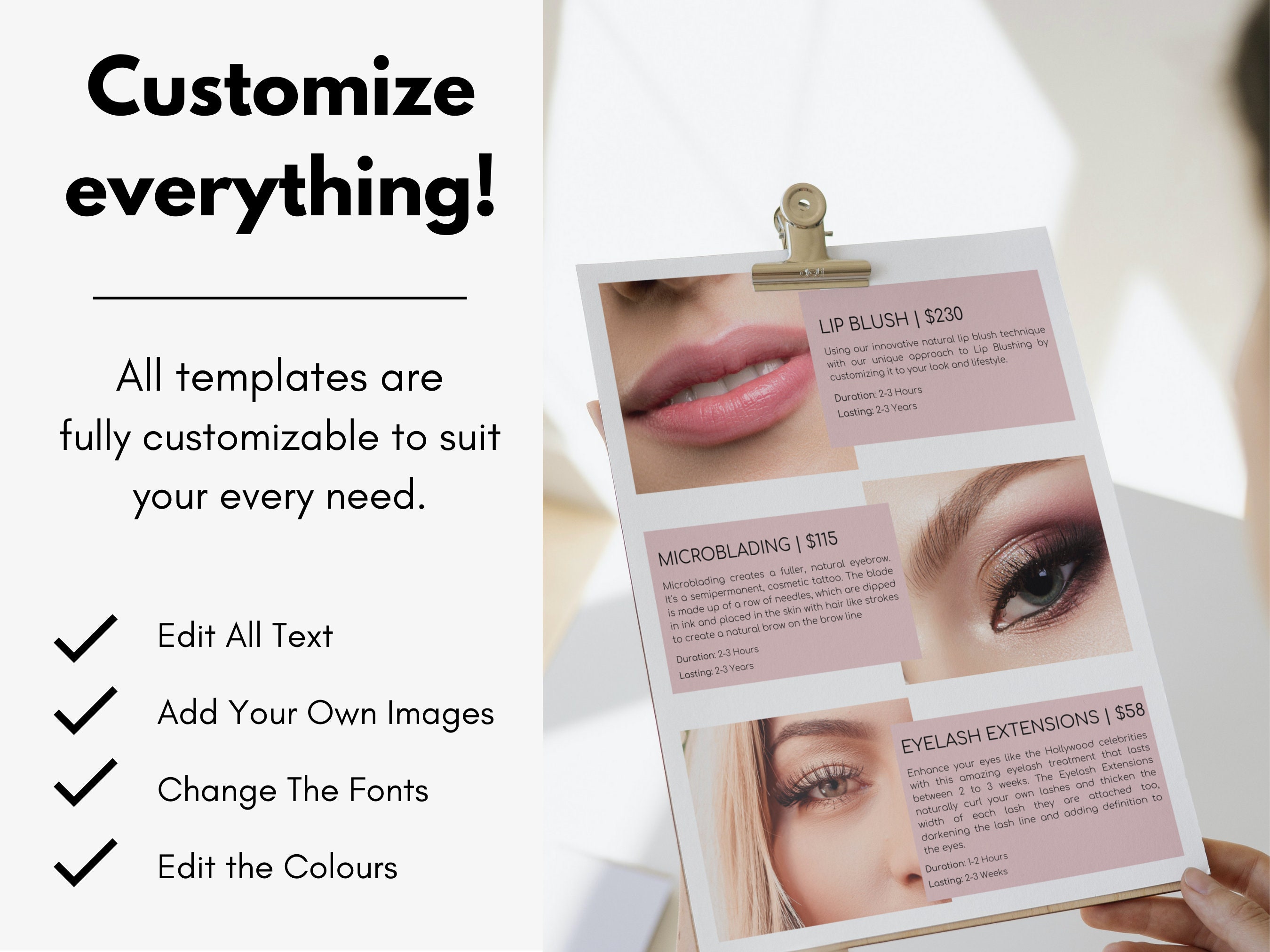 PMU Promotional Flyer, Canva Template, Instant Download, Esthetician ...
