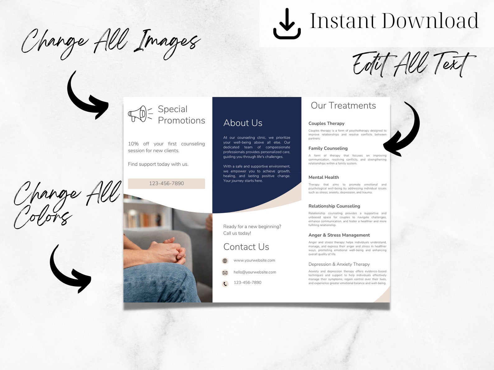 Counseling Psychology Therapy Brochure Templates Design, Mental Health ...