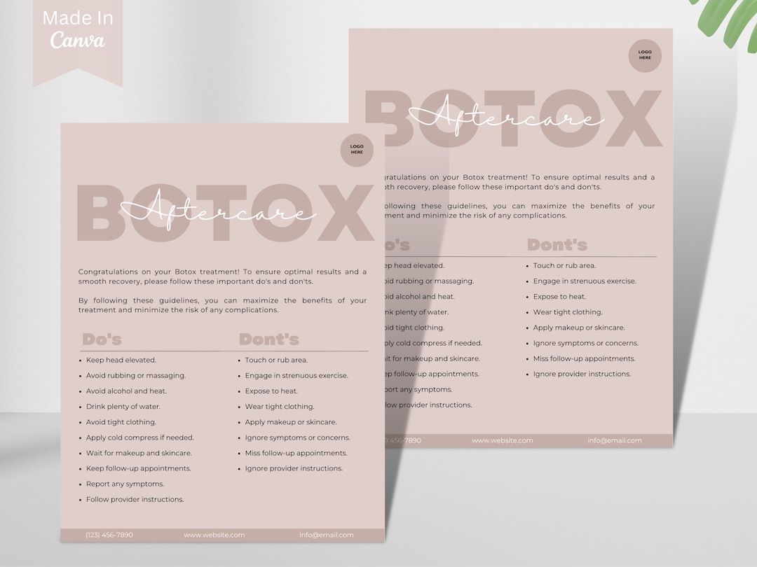 DIY Botox Aftercare Card, Post-injection Card, Editable Botox ...