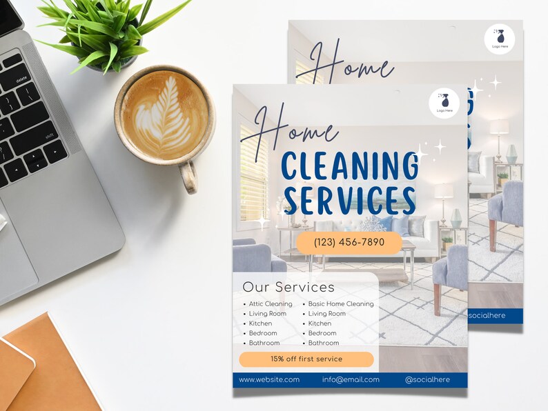 Cleaning Service Flyer, DIY Sheet, Cleaning Service Poster, Housekeeping Flyer, Editable ...