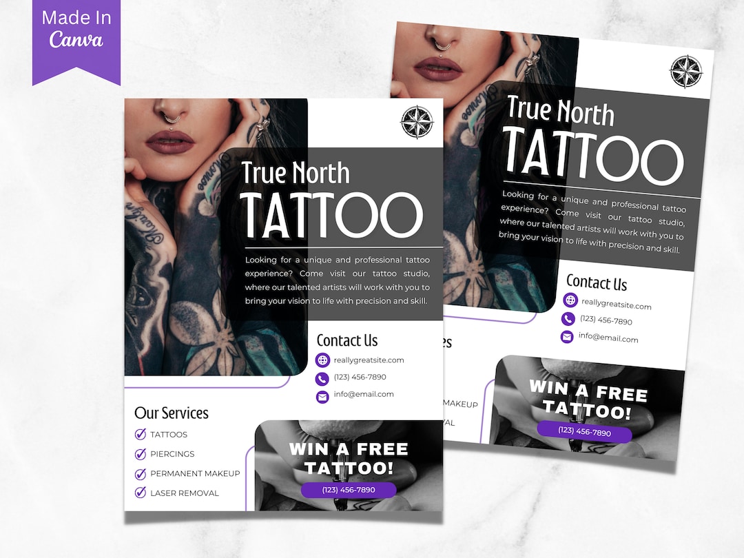 Buy Tattoo Flyer Template, Tattoo Promotional Flyer, Canva Template ...