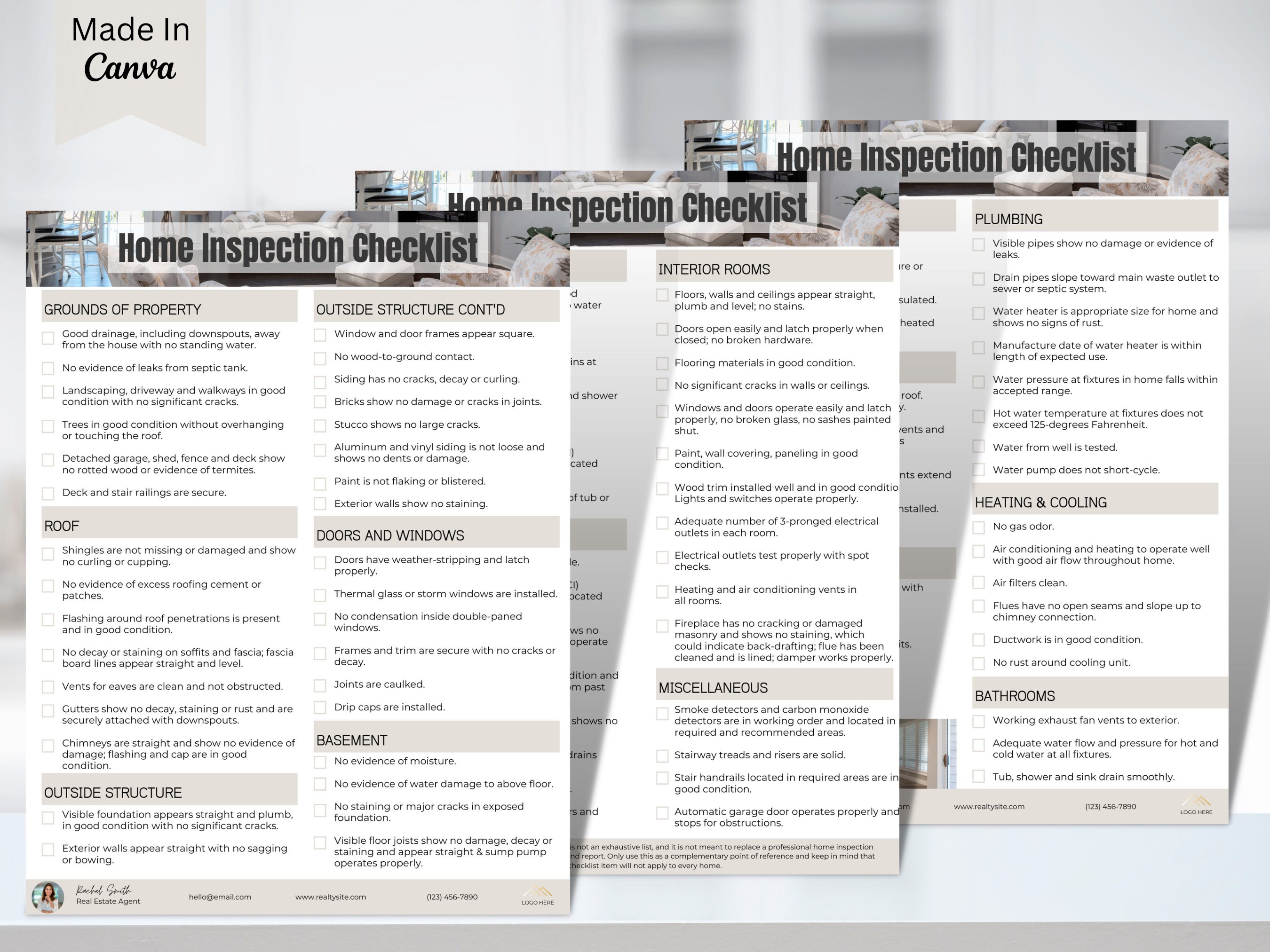 Home Inspection Checklist Real Estate Marketing Inspection - Etsy
