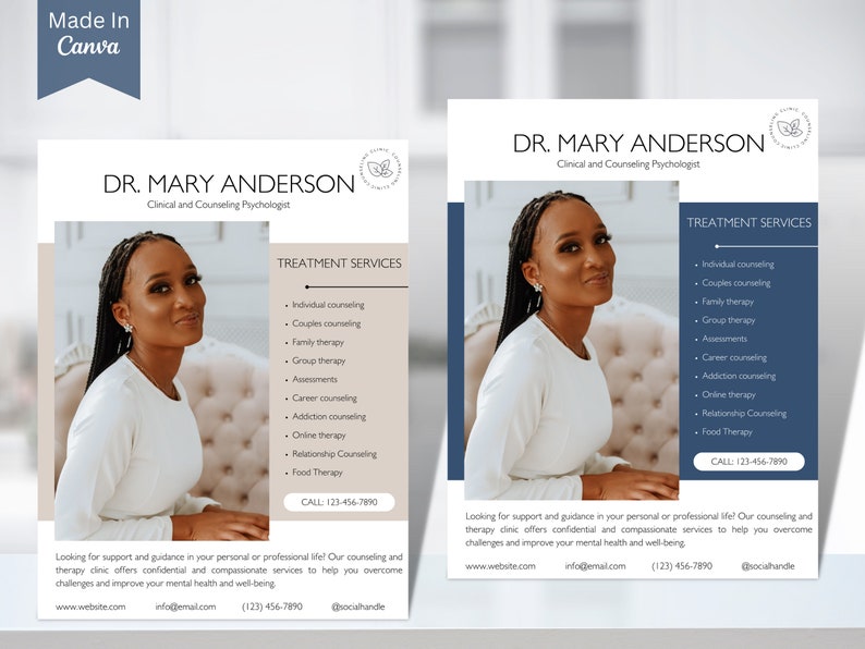 Therapy Flyer Template, Mental Health Wellness Poster, Counseling ...