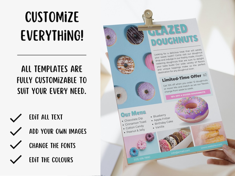 Donut Flyer Template Doughnut Business Flyer Baking Dessert - Etsy