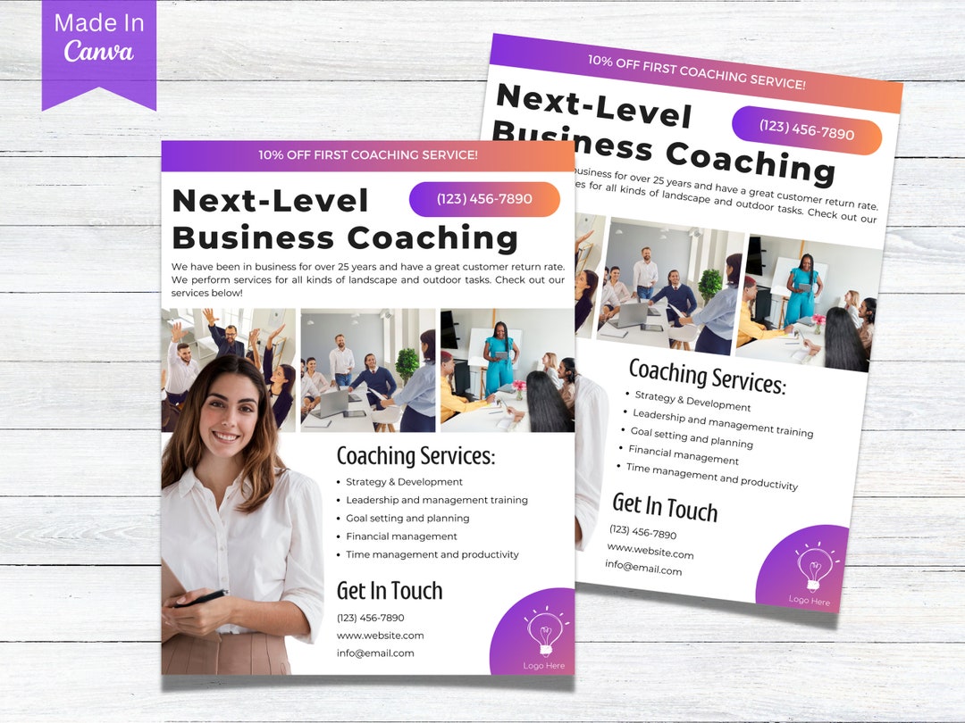 Business Coach Flyer, DIY Canva Flyer Template, Editable Canva Social ...