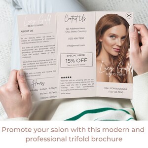 Beauty Salon Trifold Brochure Template, Editable Beauty Salon Price ...