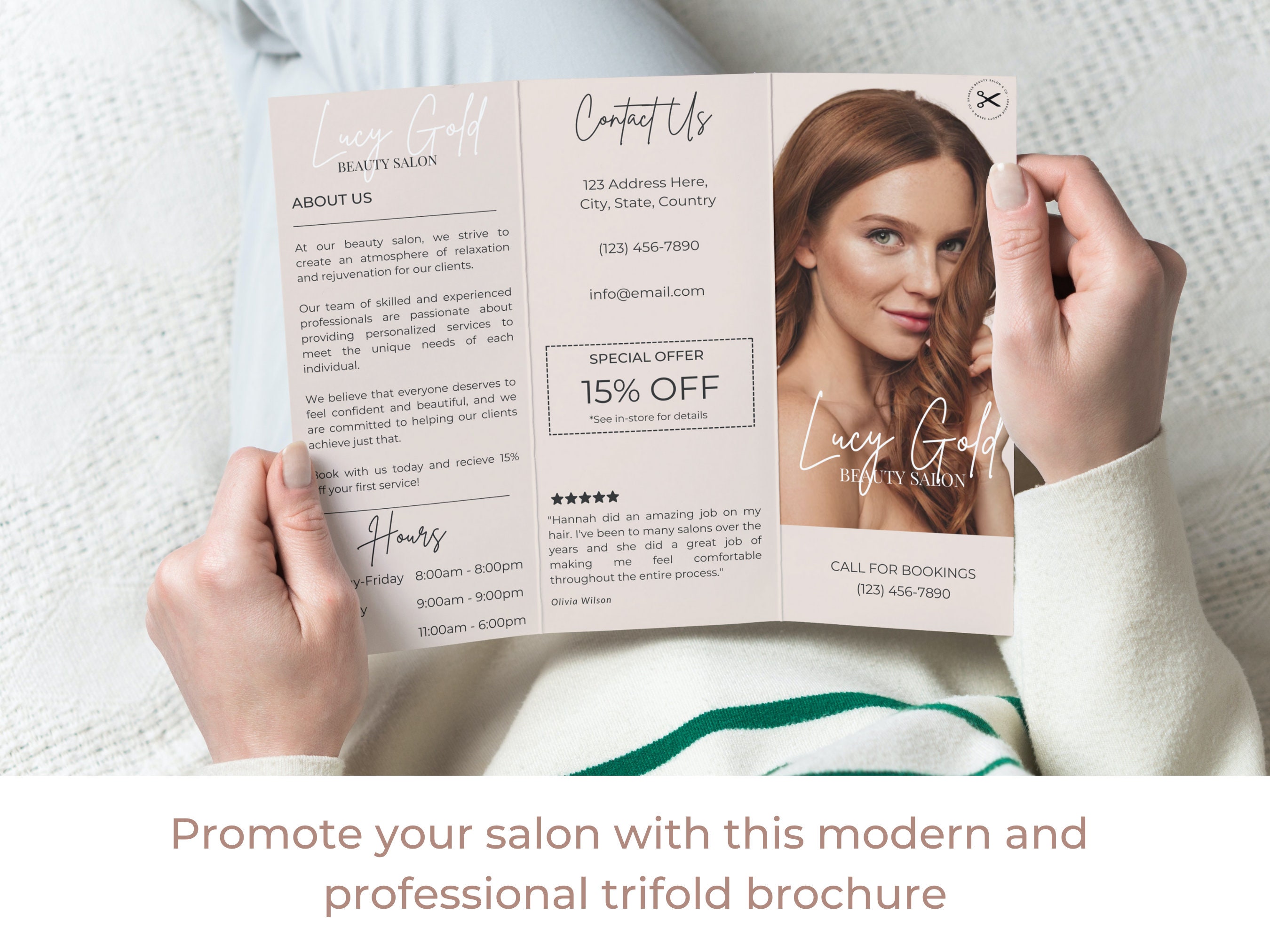 Beauty Salon Trifold Brochure Template, Editable Beauty Salon Price ...