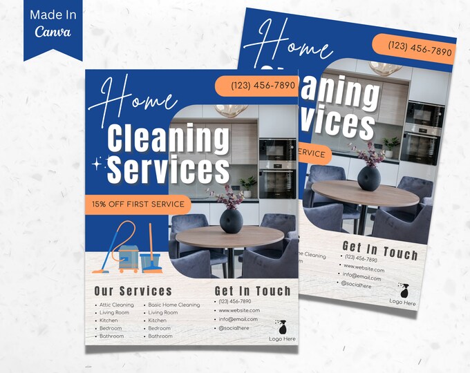 Cleaning Service Flyer, DIY Sheet, Cleaning Service Poster, Housekeeping Flyer, Editable ...