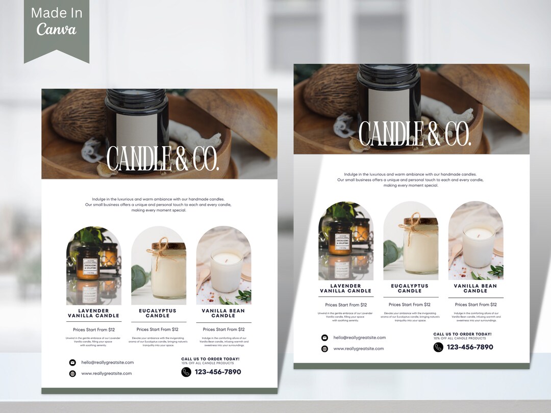 Soy Wax Candles Flyer Template, Editable Handmade Candle Making Small ...