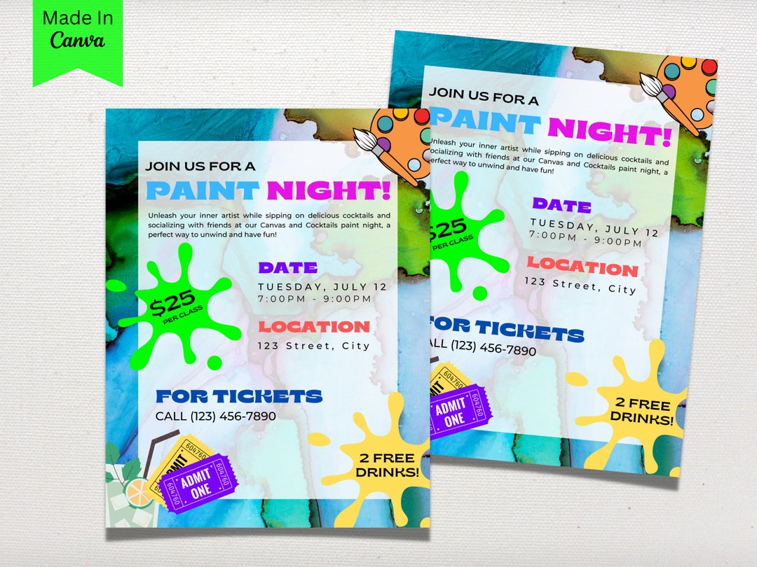 Editable Paint Night Template, Sip and Paint Flyer, DIY Paint and Sip ...