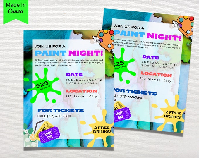 Editable Paint Night Template, Sip and Paint Flyer, DIY Paint and Sip ...