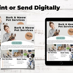 Pet Sitting Flyer Poster, Editable Flyer Template, Dog Walking Business ...
