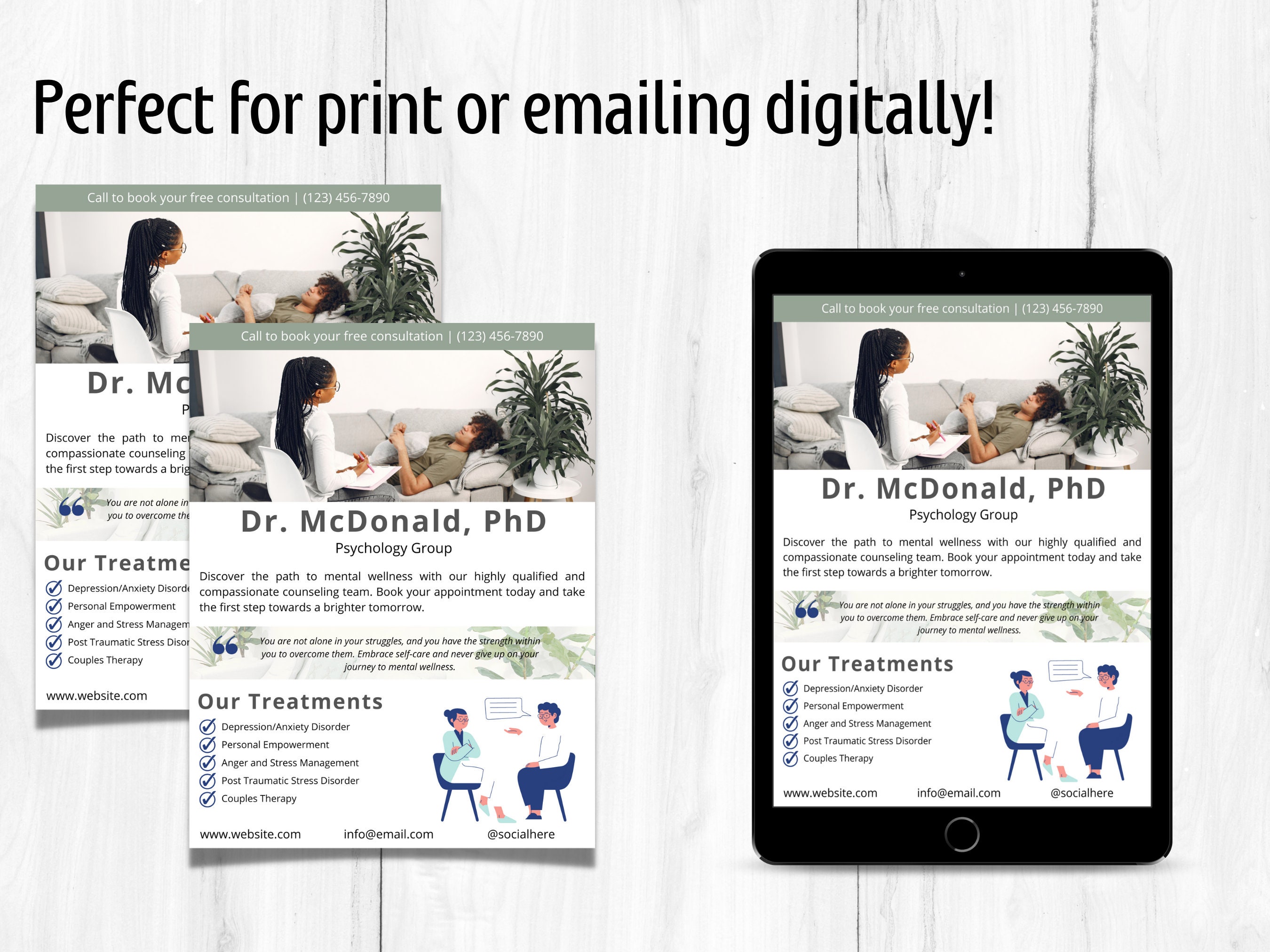 Counseling Psychology Therapy Flyer Templates Design, Editable ...