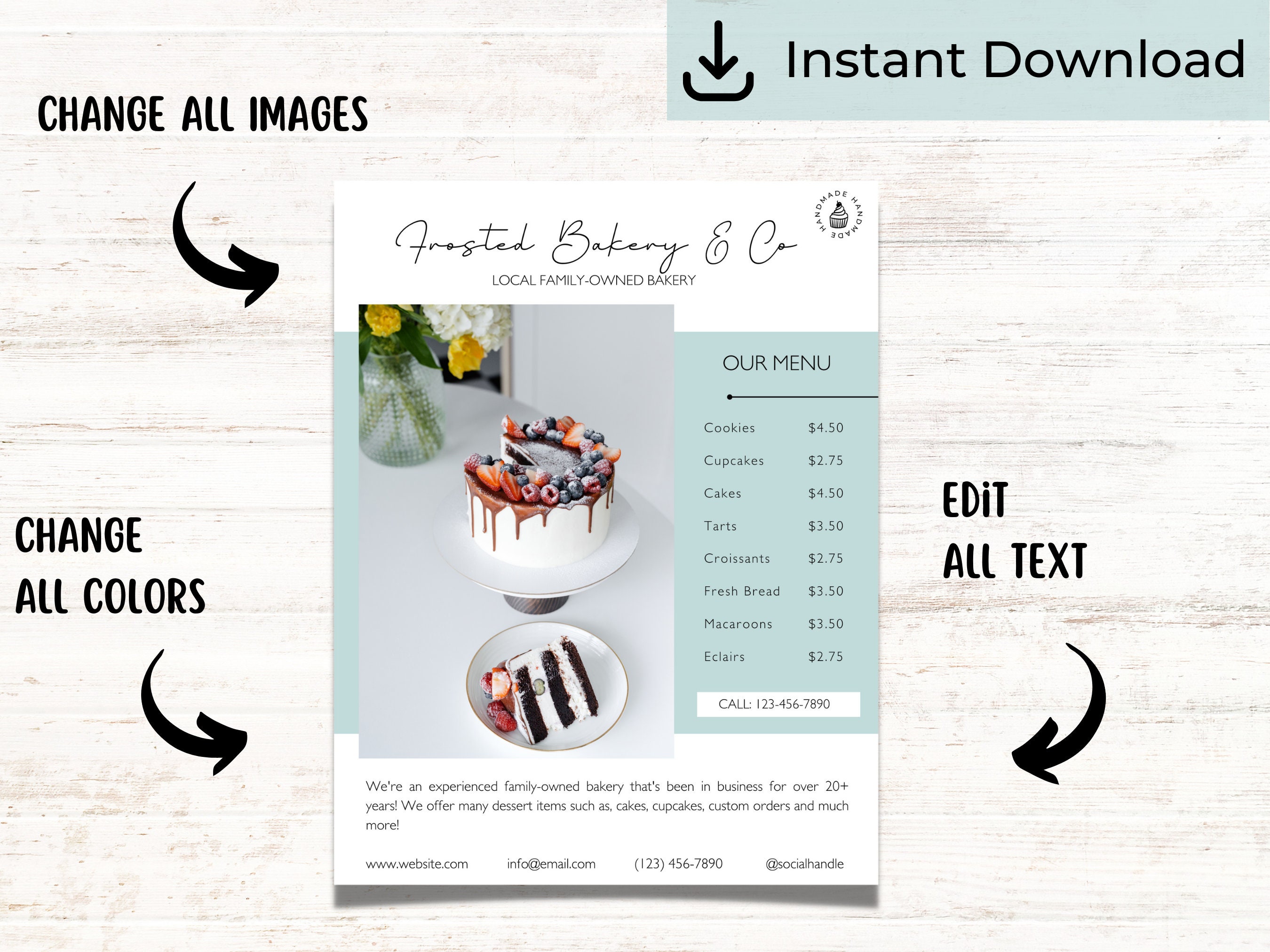 Bakery Flyer Template, Cake Business Flyer, Baking Dessert Flyer, DIY ...