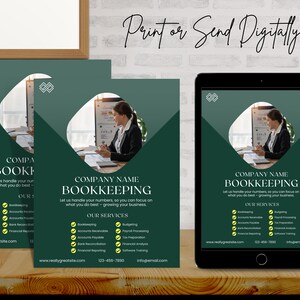 Bookkeeper Flyer Template, Printable Business Flyer Design, Bookkeeping ...