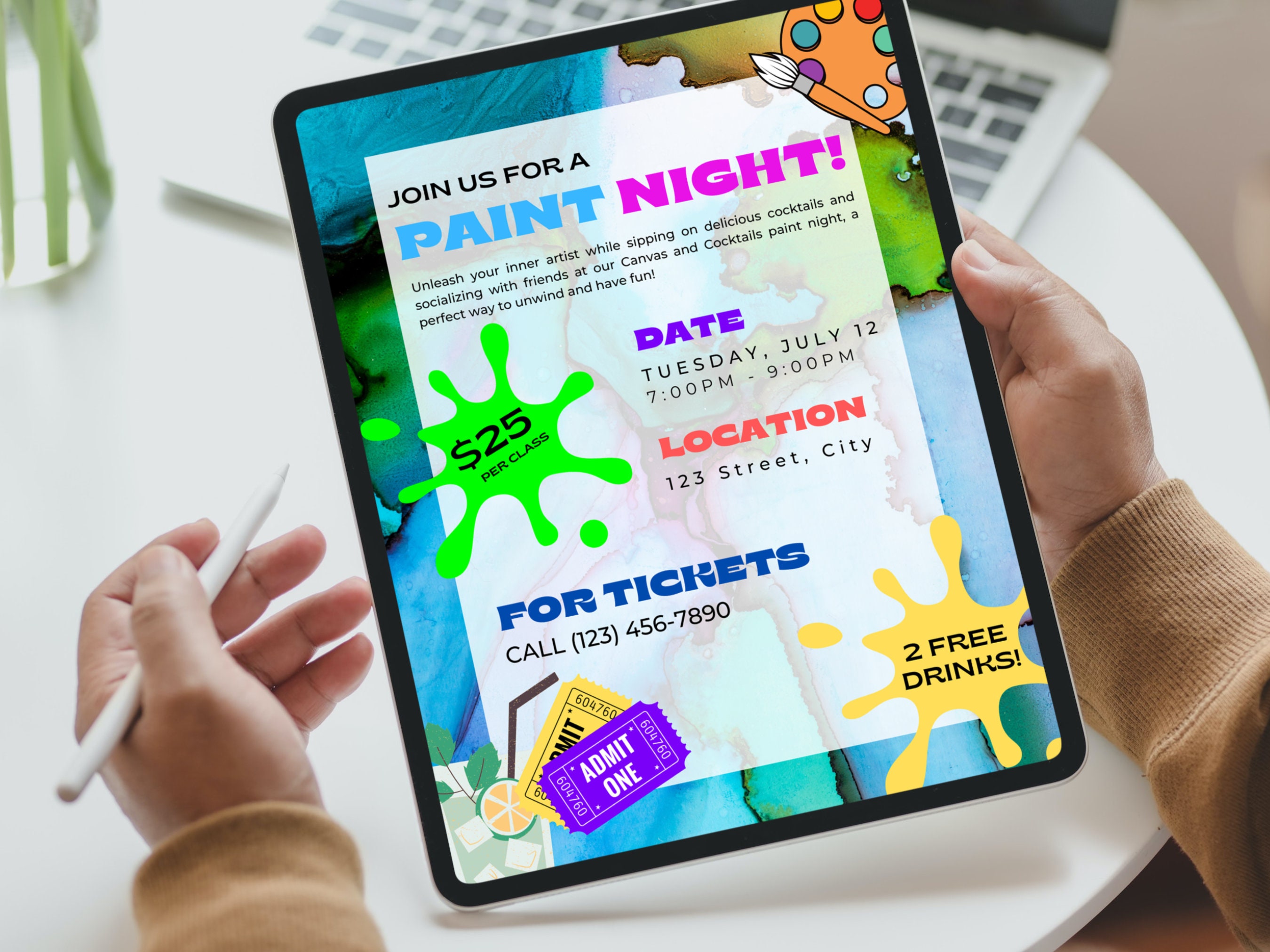 Editable Paint Night Template, Sip and Paint Flyer, DIY Paint and Sip ...