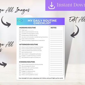 Autism Daily Checklist, Autism Checklist, Daily Planner, Autistic ...