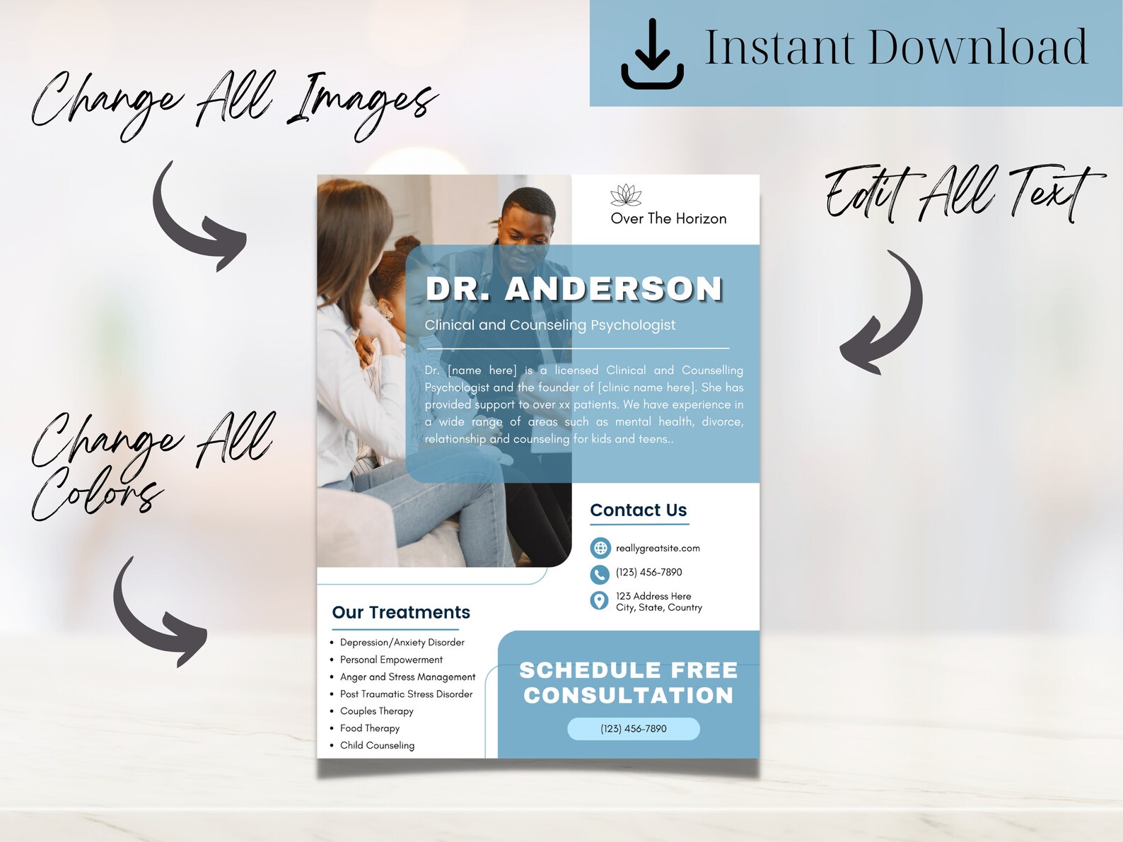 Counseling Psychology Therapy Flyer Templates Design, Editable ...