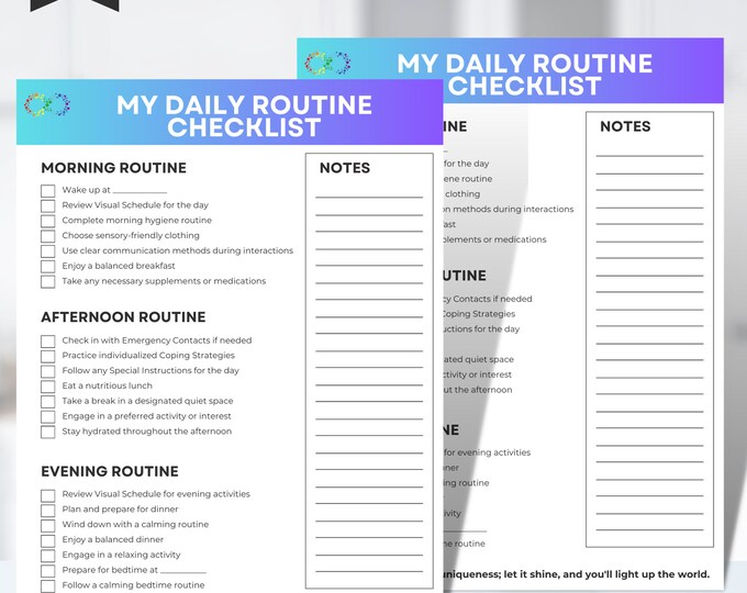 Autism Daily Checklist, Autism Checklist, Daily Planner, Autistic ...