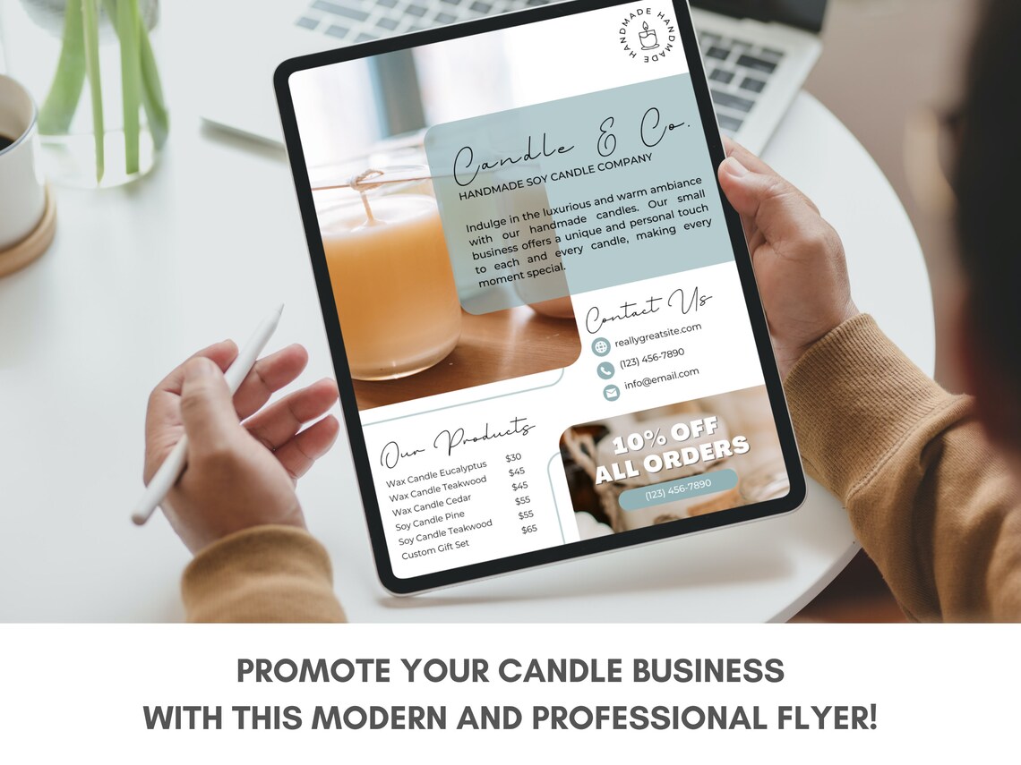 Soy Wax Candles Flyer Template, Editable Handmade Candle Making Small ...