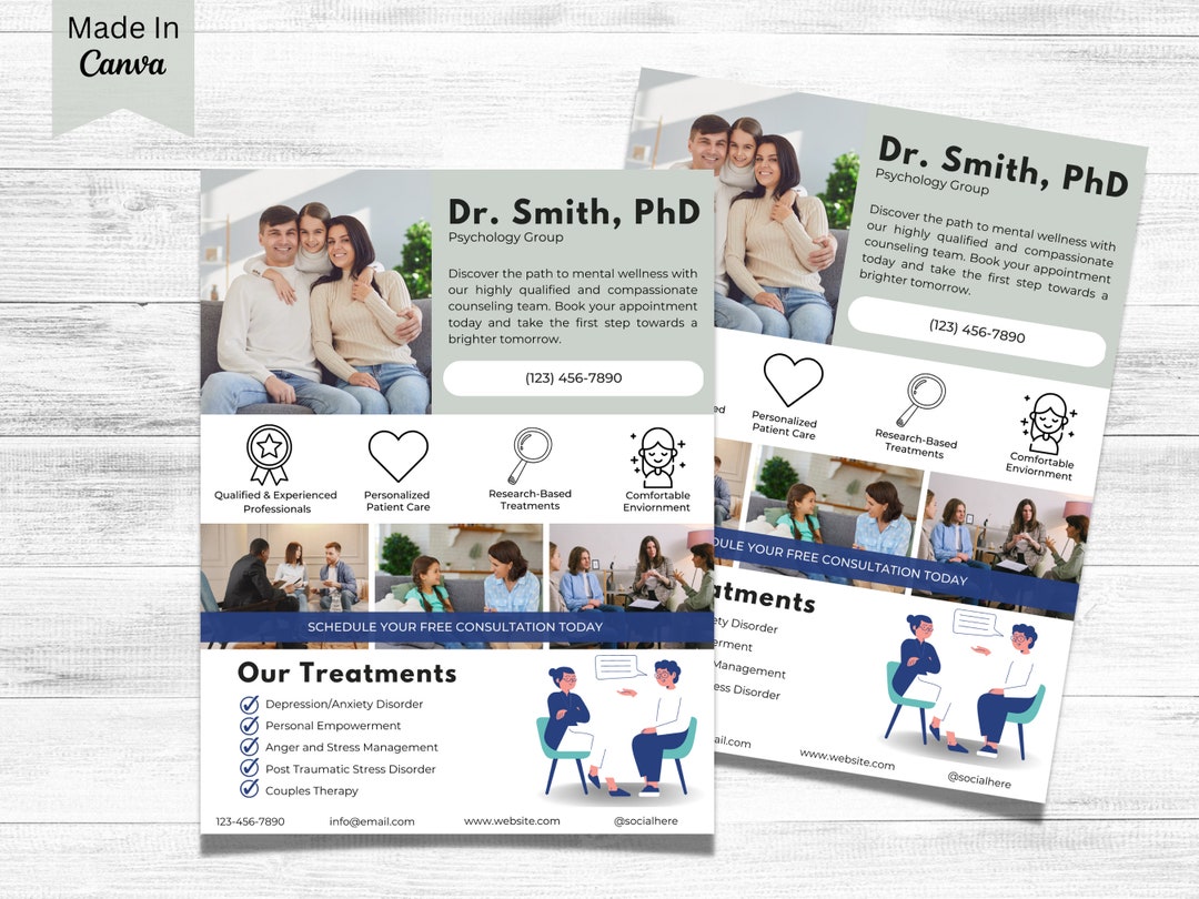 Counseling Psychology Therapy Flyer Templates Design, Editable ...