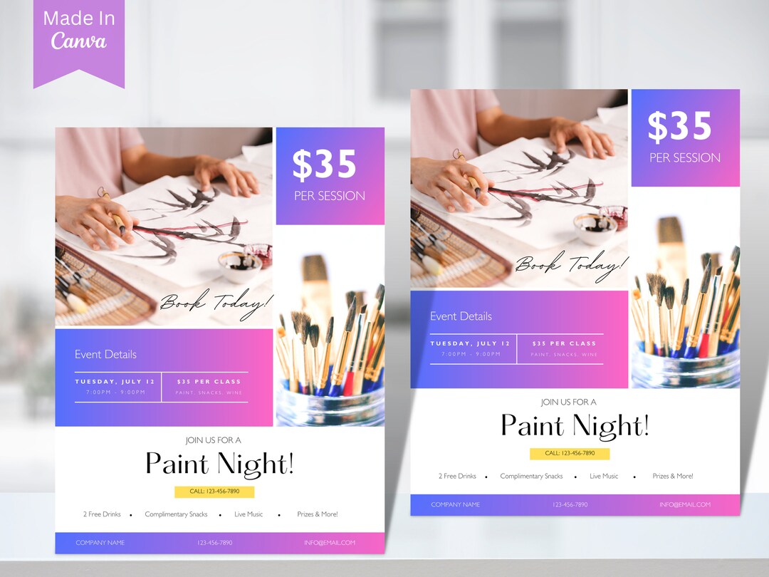 Editable Paint Night Template Flyer, RSVP Invitation, DIY Paint and Sip ...