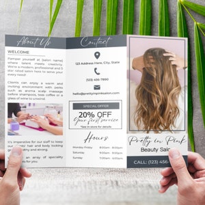 Beauty Salon Trifold Brochure Template, Editable Beauty Salon Price ...