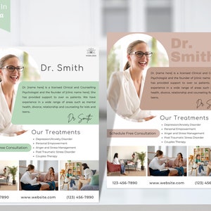 Counseling Psychology Therapy Flyer Templates Design, Editable ...