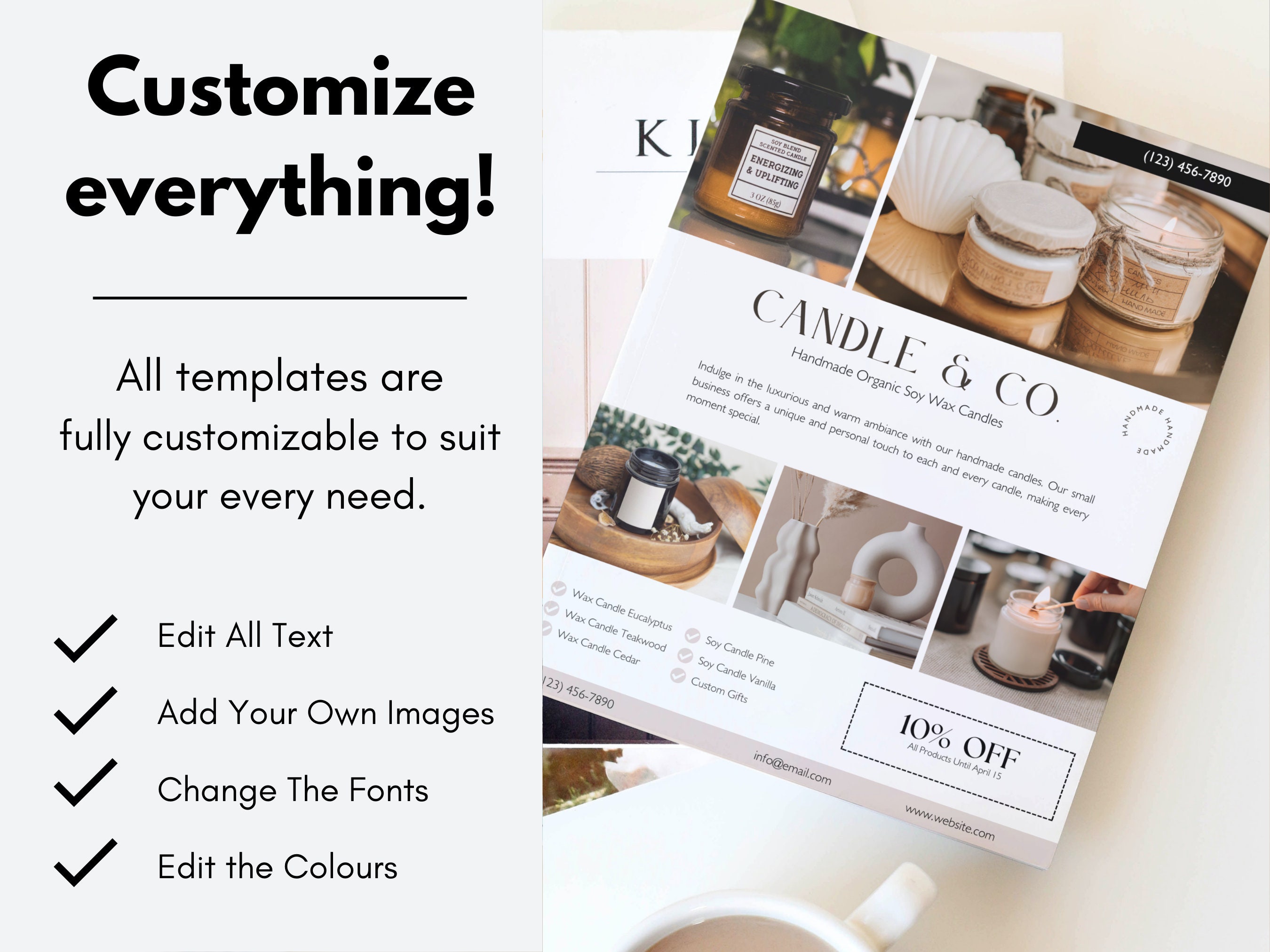 Soy Wax Candles Flyer Template, Editable Handmade Candle Making Small ...