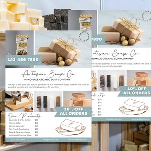Handmade Soap Flyer Template, Editable Handmade Soap Making Small ...