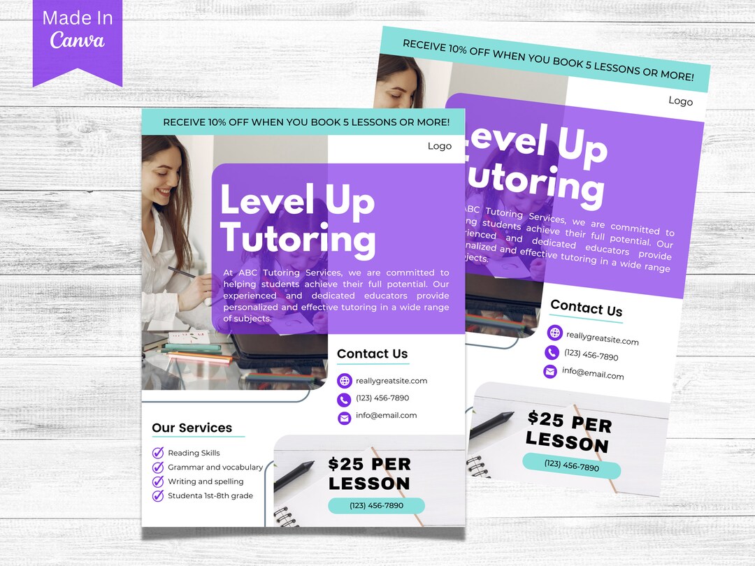 DIY Tutoring Flyer Templates Design, Teacher Private Lesson Course ...