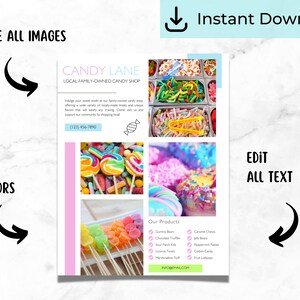 Candy Shop Flyer, DIY Canva Candy Shop Flyer Template, Editable Social ...