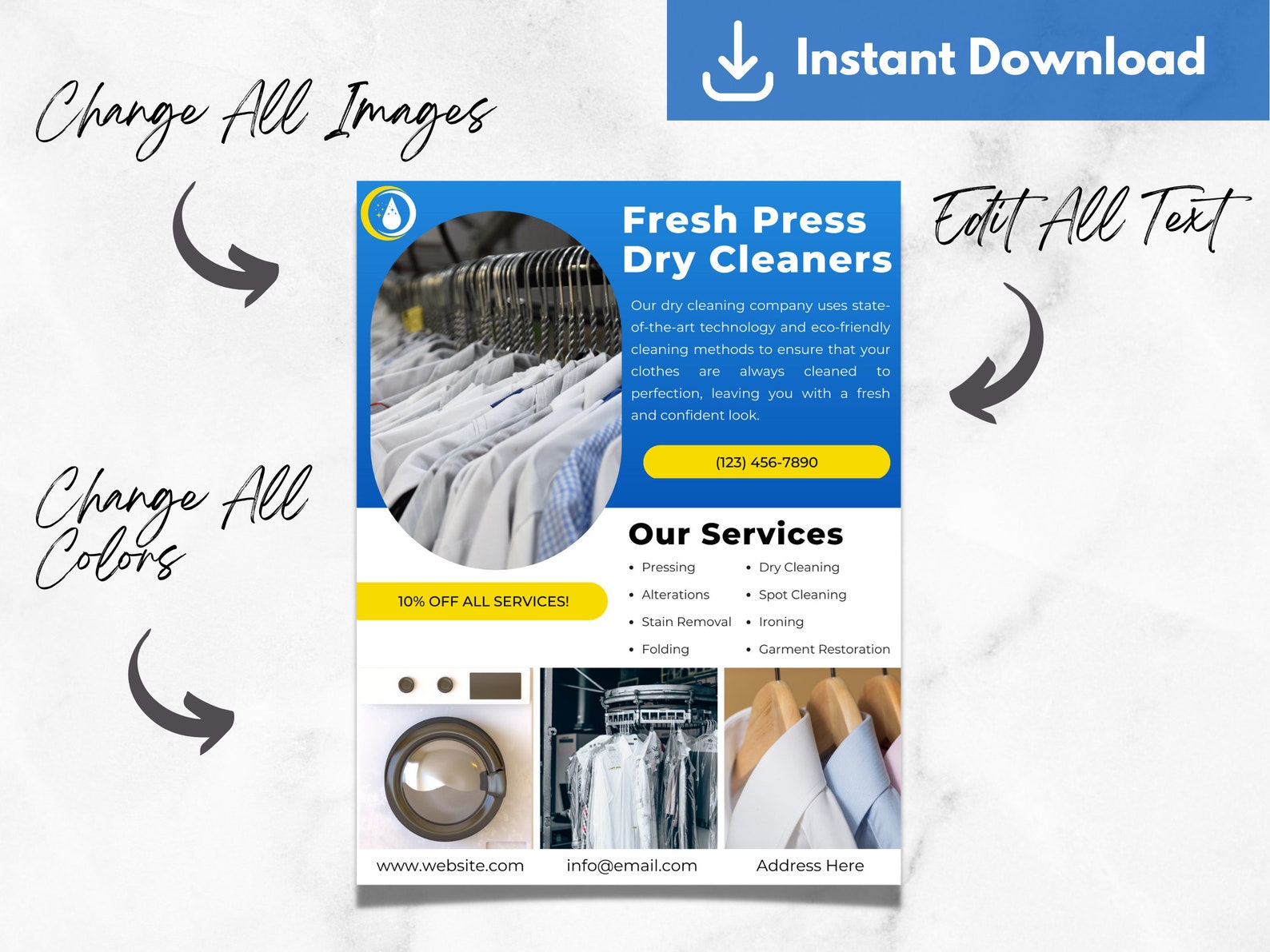 Dry Cleaning Service Flyer, DIY Sheet, Dry Cleaning Service, Laundry ...