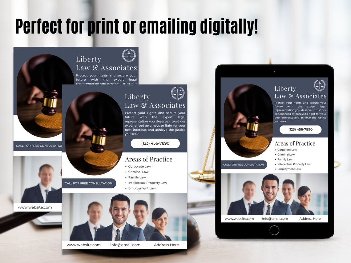 Law Firm Flyer, DIY Canva Law Firm Flyer Template, Editable Canva ...