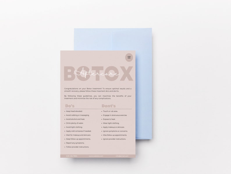 DIY Botox Aftercare Card, Post-injection Card, Editable Botox ...
