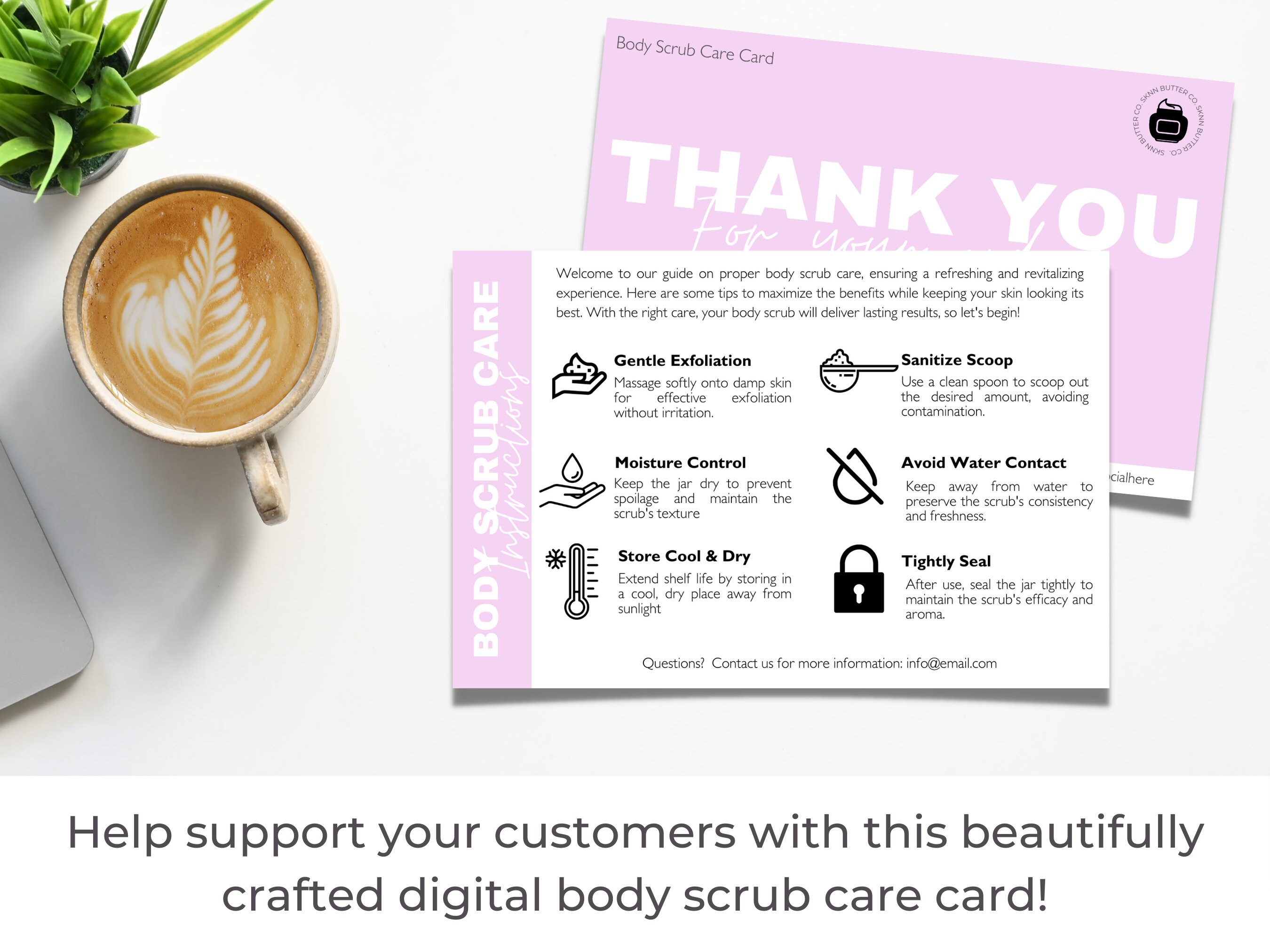 Body Scrub Instruction Card, How to Use Body Scrub, Thank You Body ...