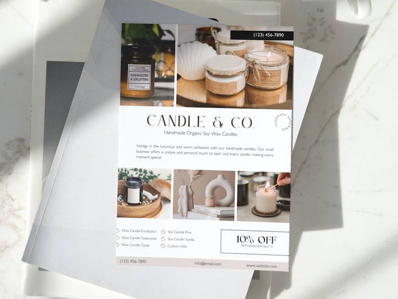Soy Wax Candles Flyer Template Editable Handmade Candle - Etsy Canada