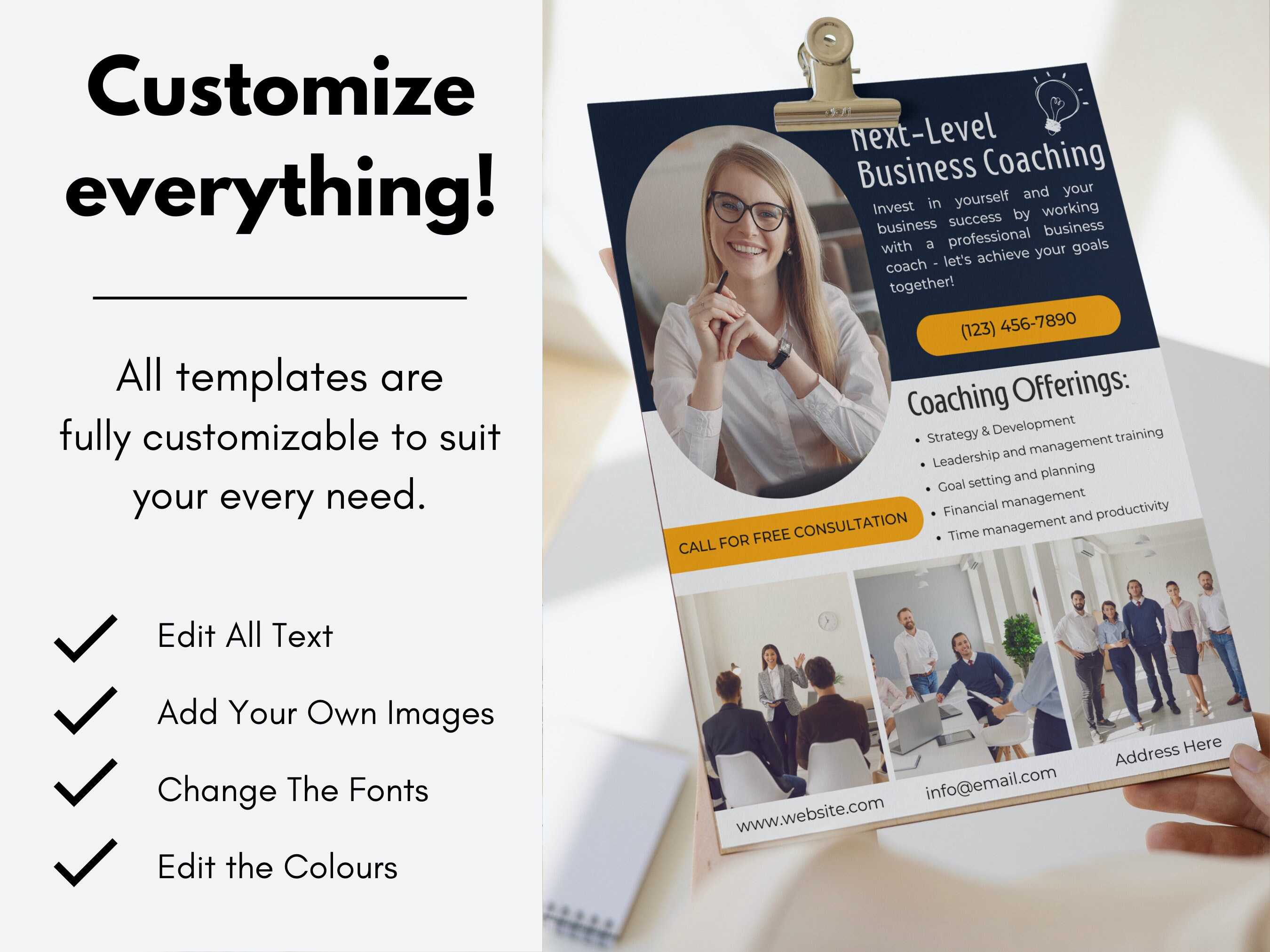 Business Coach Flyer, DIY Canva Flyer Template, Editable Canva Social ...