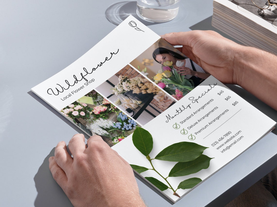 Flower Shop Flyer Template Editable Florist Flower Shop Small - Etsy