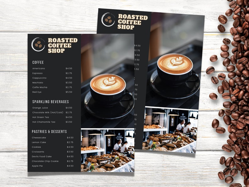 Coffee Menu Restaurant Menu Cafe Coffee Price List Bakery - Etsy