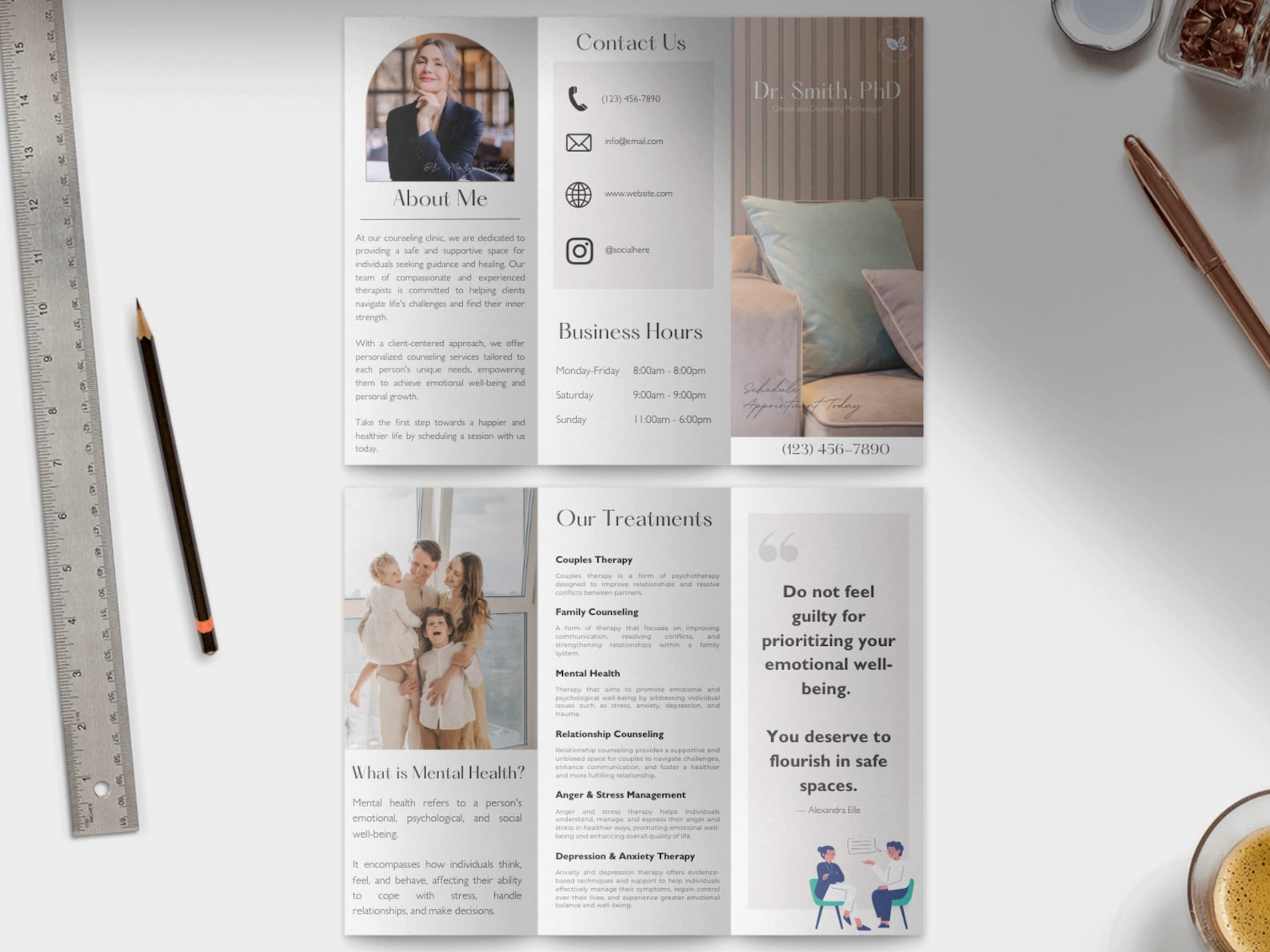 Counseling Psychology Therapy Brochure Templates Design, Editable ...