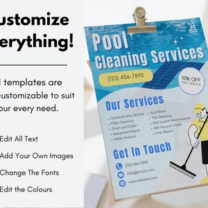 Pool Cleaning Flyer, Diy Editable Canva Template, Printable, Swimming ...
