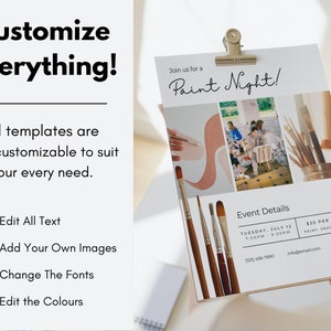 Editable Paint Night Template Flyer, RSVP Invitation, DIY Paint and Sip ...