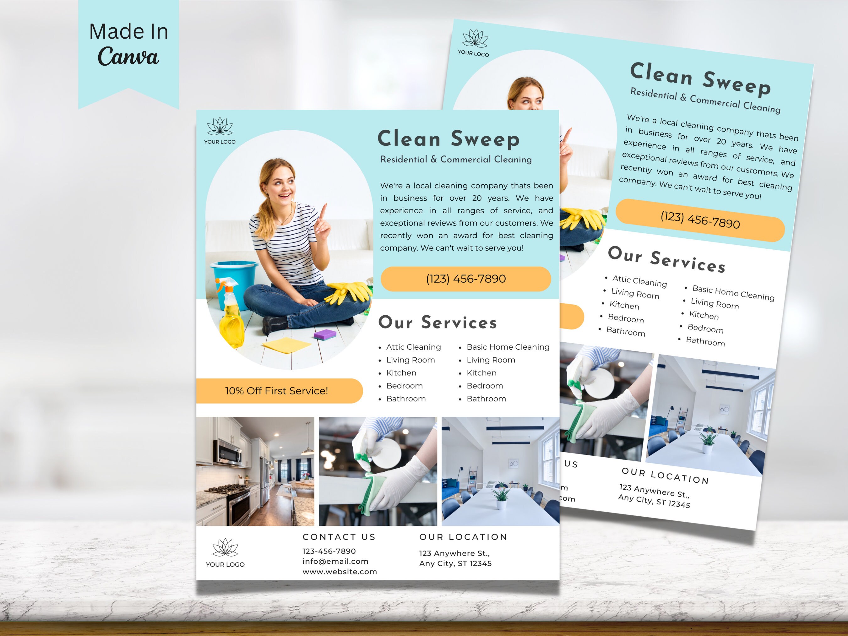 Cleaning Service Flyer, DIY Sheet, Cleaning Service Poster, Housekeeping Flyer, Editable ...
