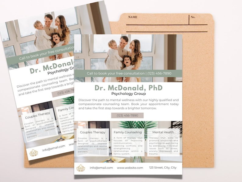 Counseling Psychology Therapy Flyer Templates Design, Editable ...