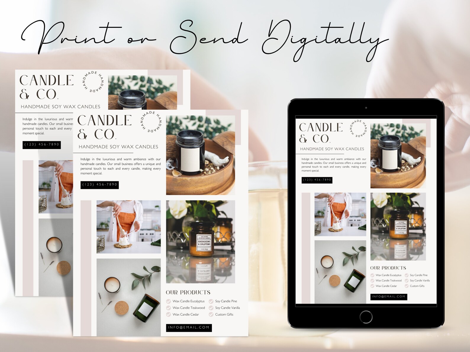 Soy Wax Candles Flyer Template, Editable Handmade Candle Making Small ...