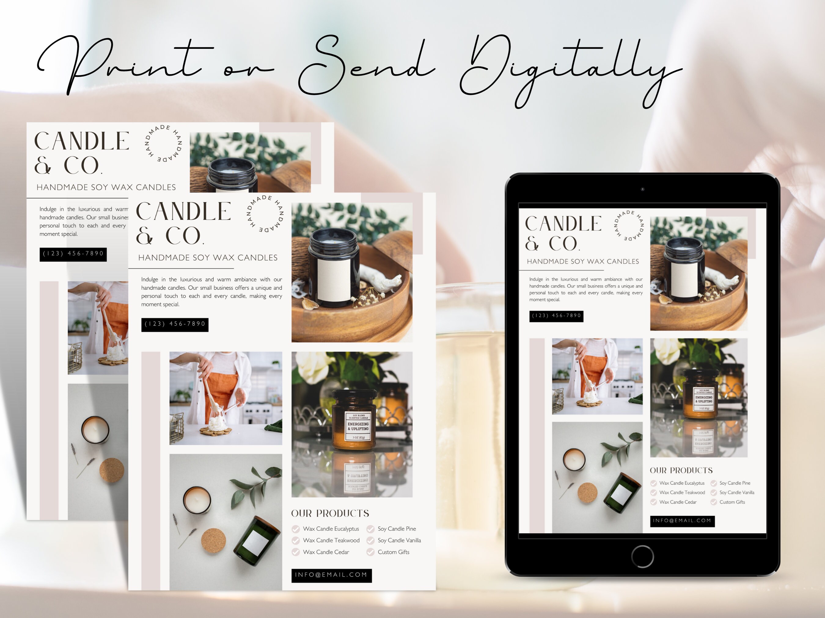 Soy Wax Candles Flyer Template, Editable Handmade Candle Making Small ...