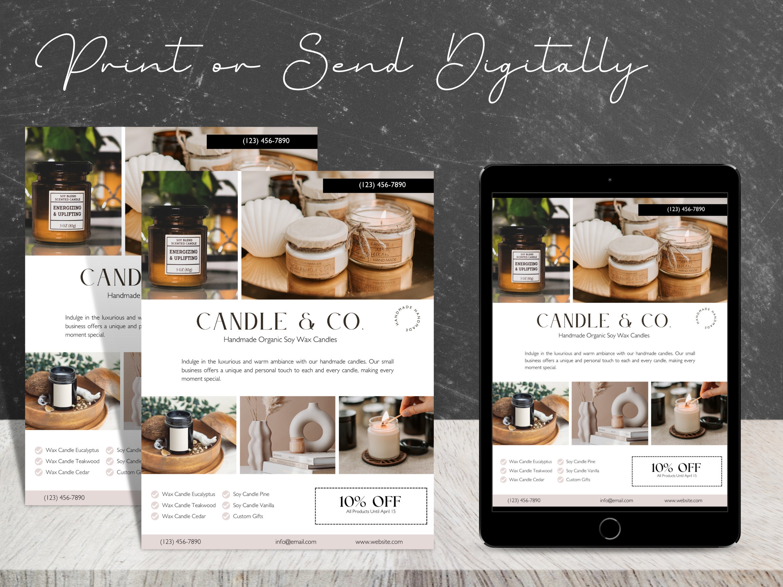 Soy Wax Candles Flyer Template, Editable Handmade Candle Making Small ...